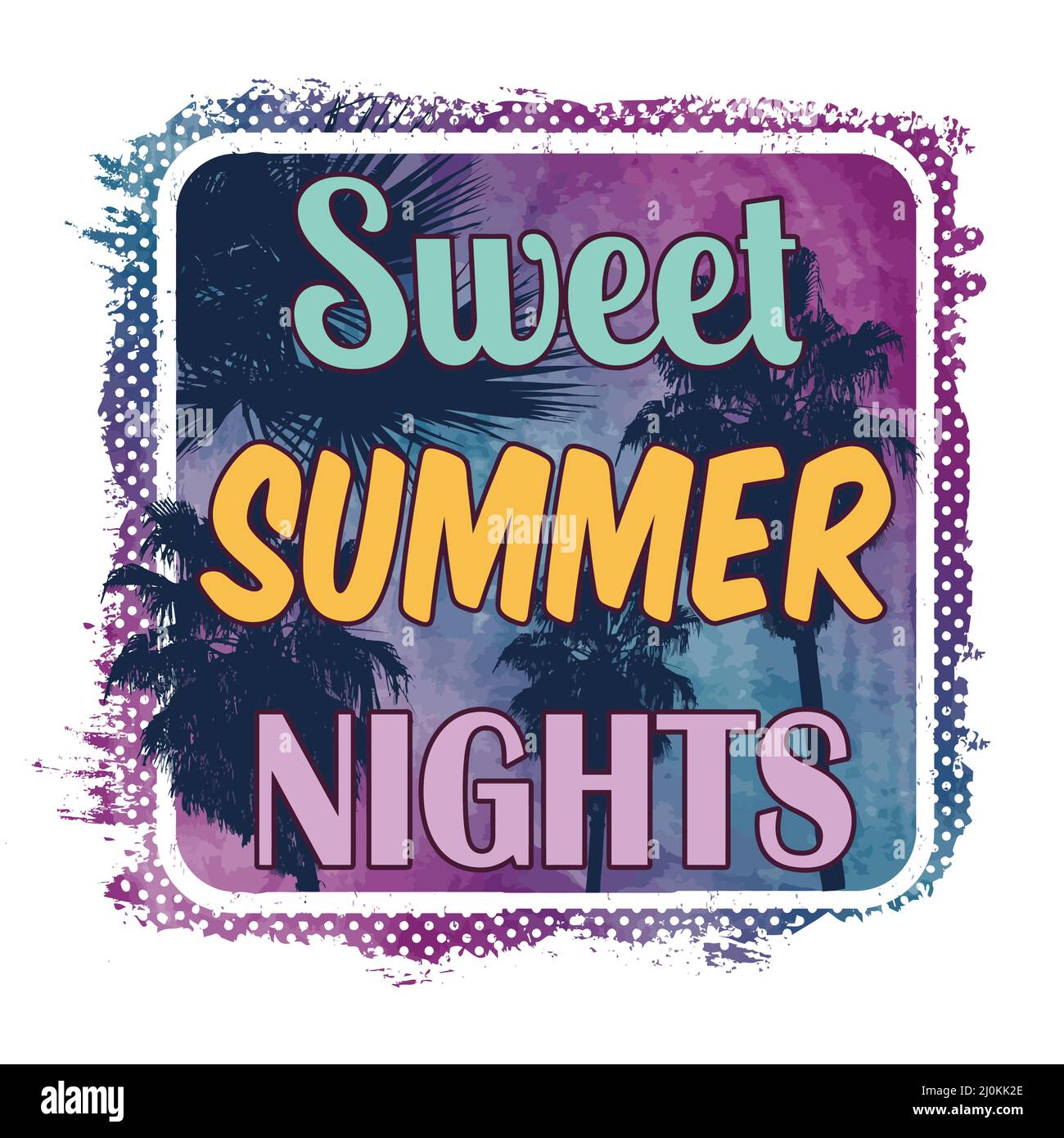 Sweet summer nights label or stamp on white background, vector ...
