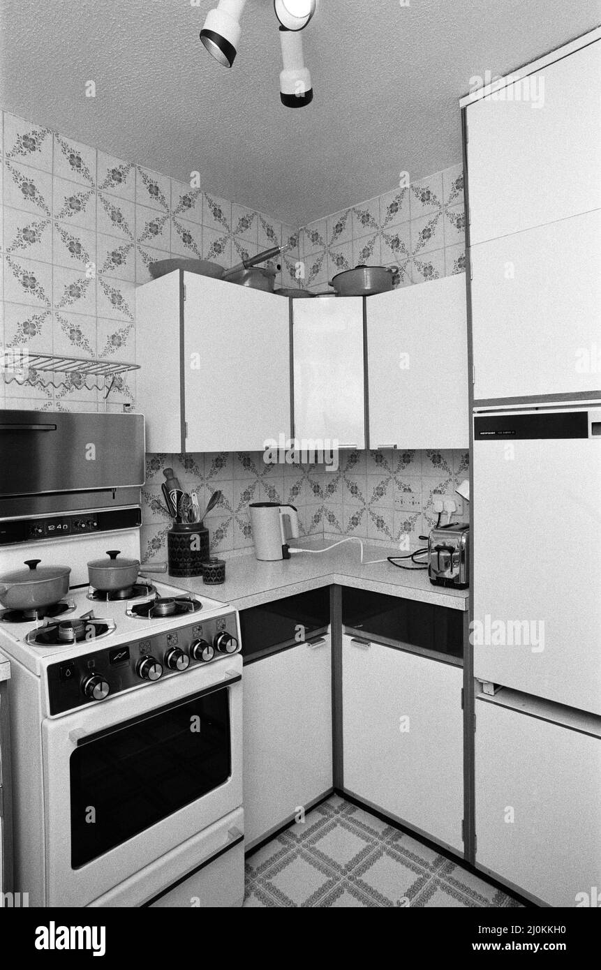 The kitchen of Mr and Mrs Singleton of Croydon. 6th May 1982 Stock ...