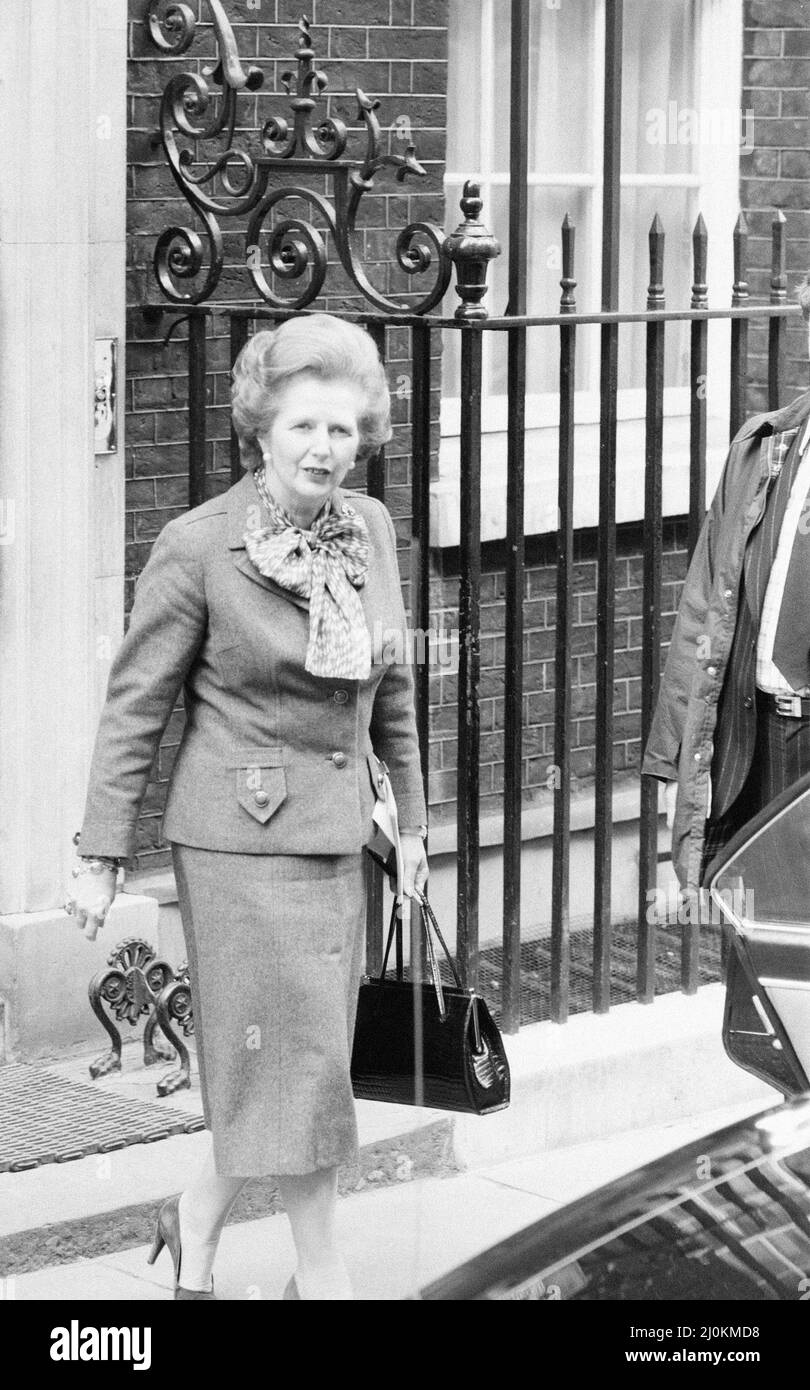 Margaret Thatcher PM pictured outside Downing Street, London, Wednesday ...