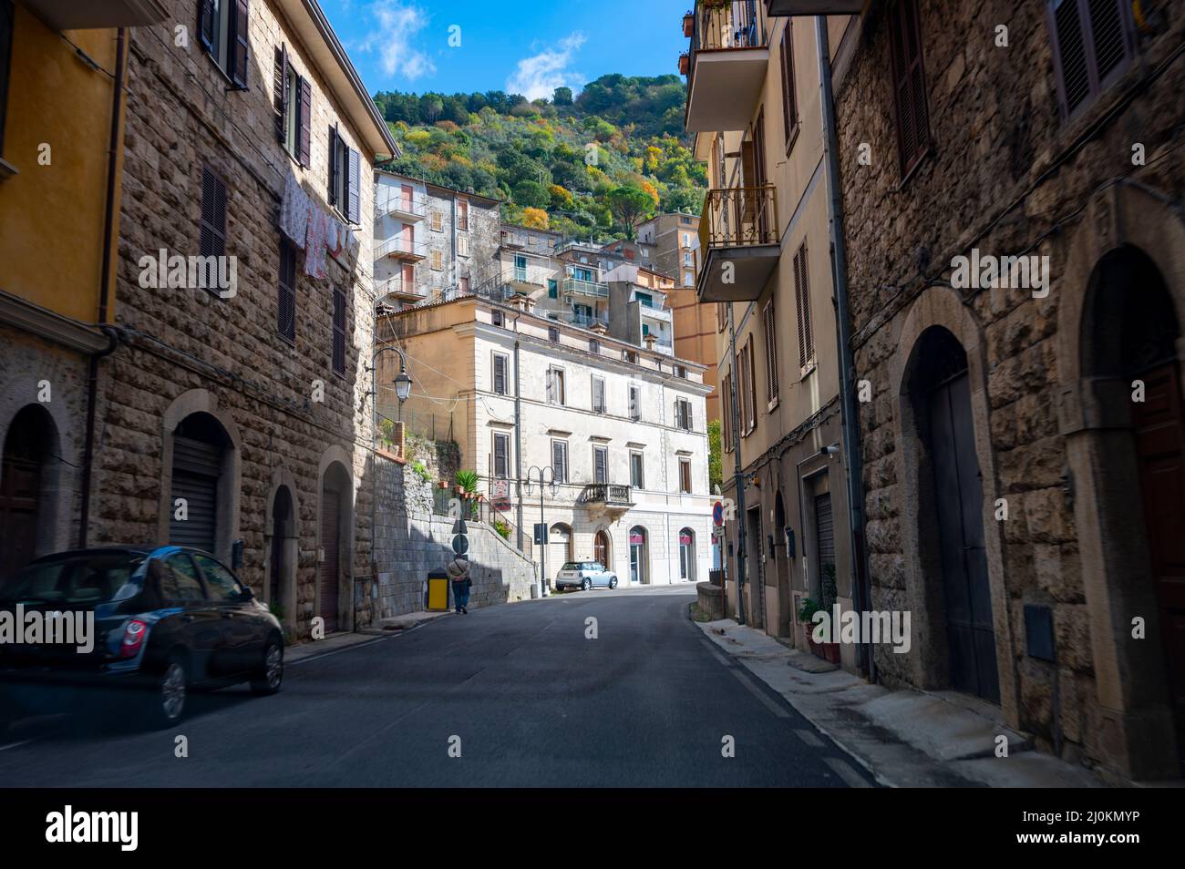 Medieval part of old Italian town Fondi, stone streets and houses ...