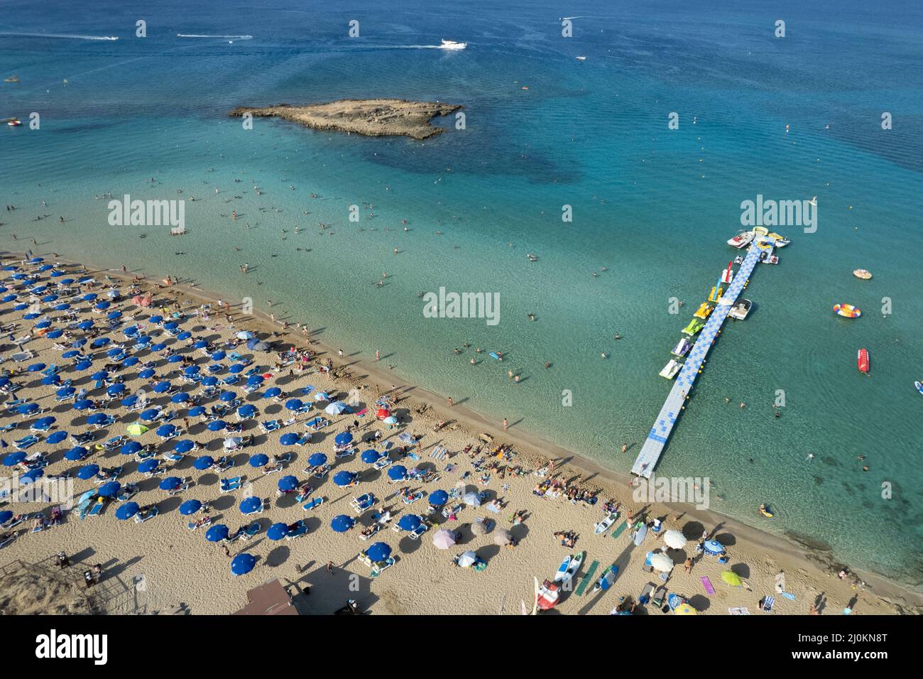 Aerial drone photograph of fig tree bay beach. Summer vacations cyprus ...