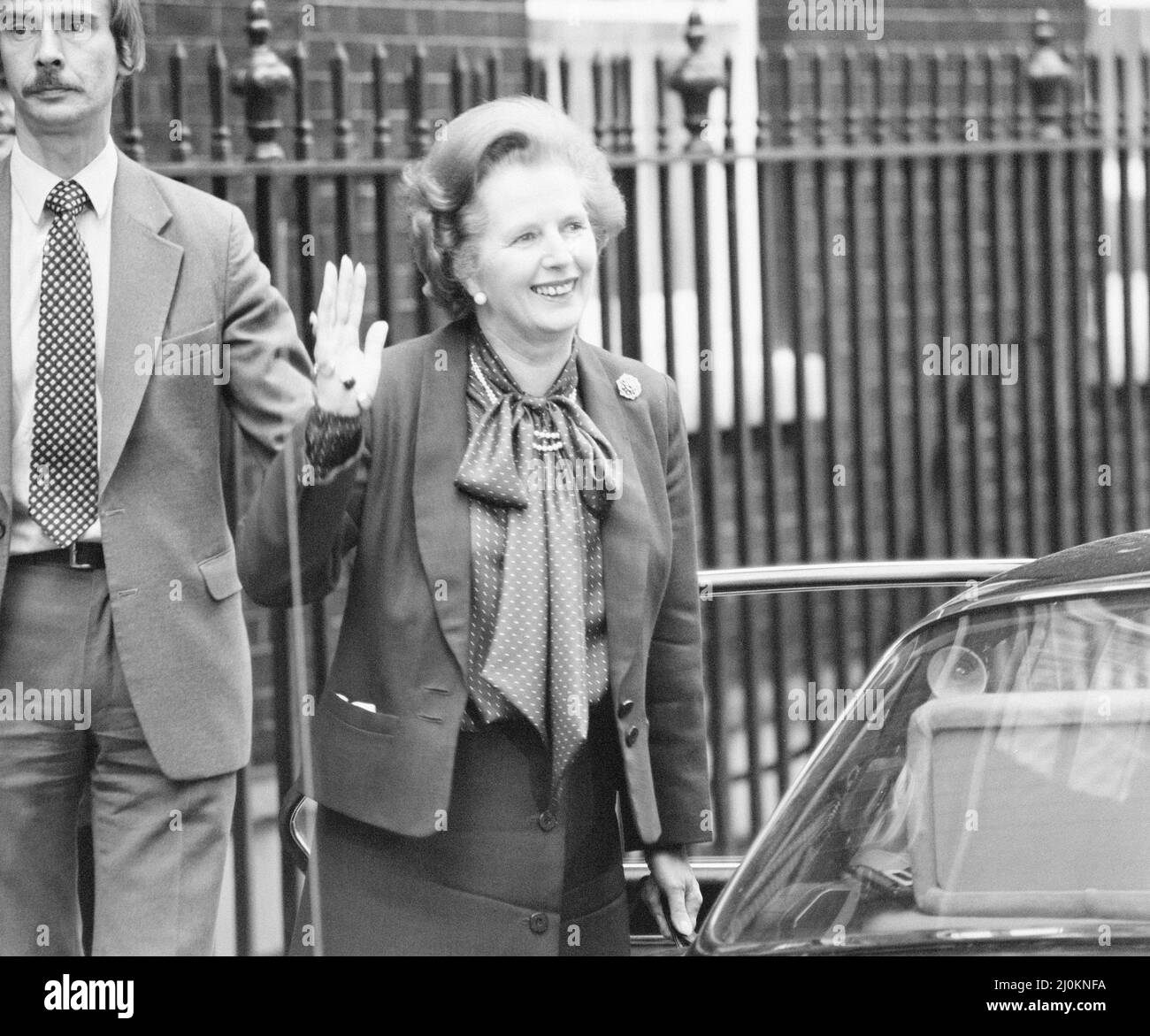Margaret Thatcher PM pictured outside Downing Street, London, 22nd May ...