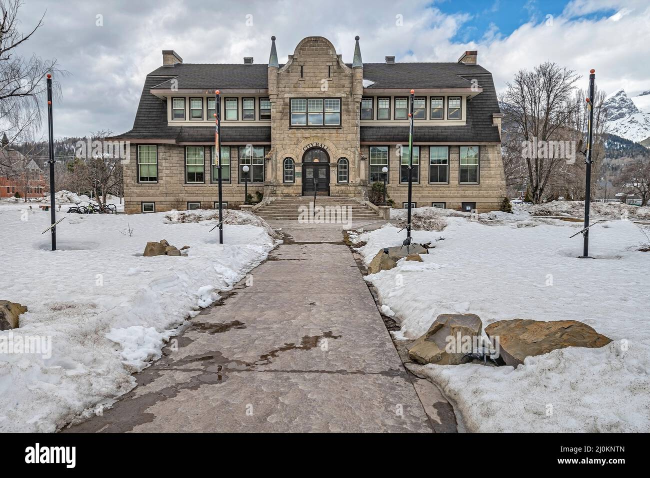City hall in the town of Fernie, British Columbia, Canada Stock Photo ...