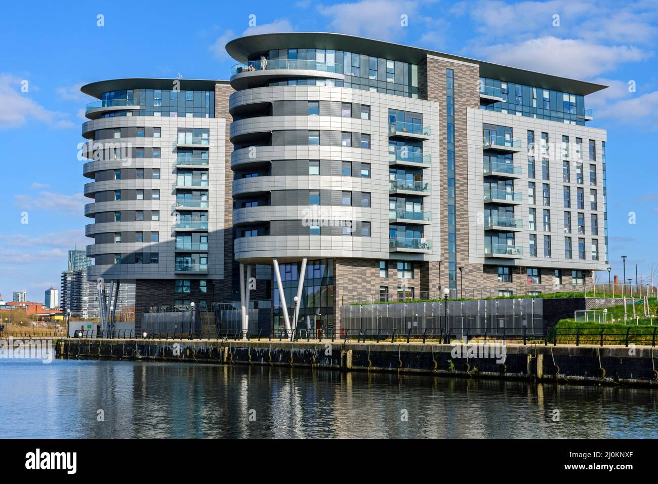 Two of the X1 Manchester Waters apartment blocks, by the Manchester ...