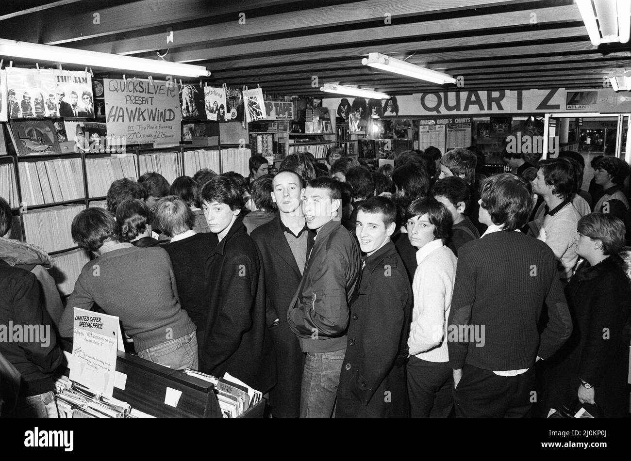 Skids, new wave, post punk, rock group, pictured meeting fans at ...