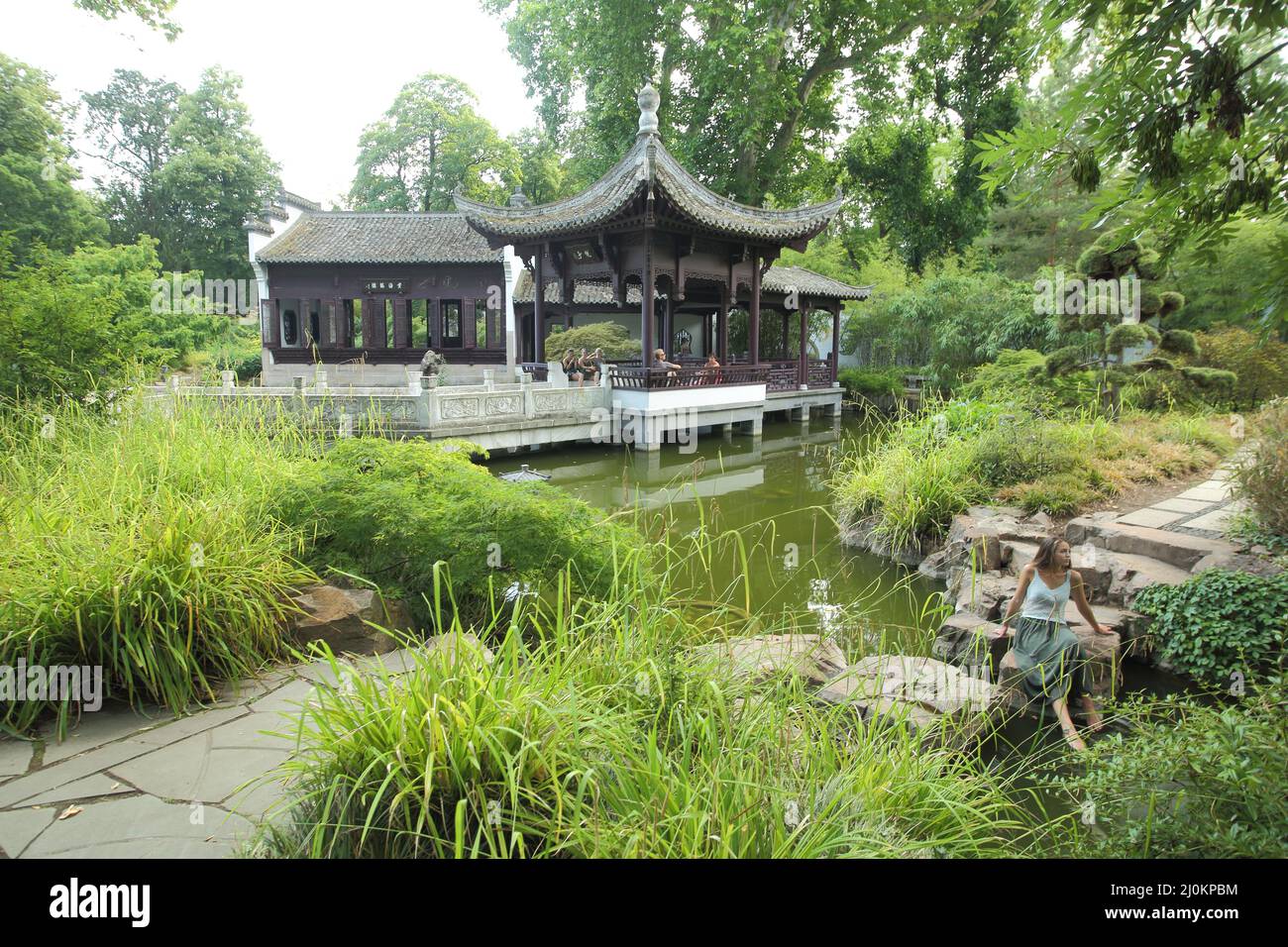 Chinese Garden in Bethmannpark in Frankfurt, Hesse, Germany Stock Photo ...
