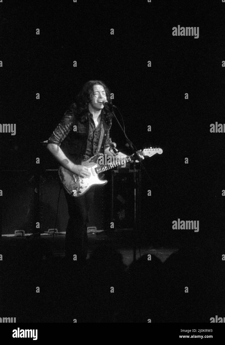 Irish blues/rock guitarist and singer Rory Gallagher at the Rainbow ...