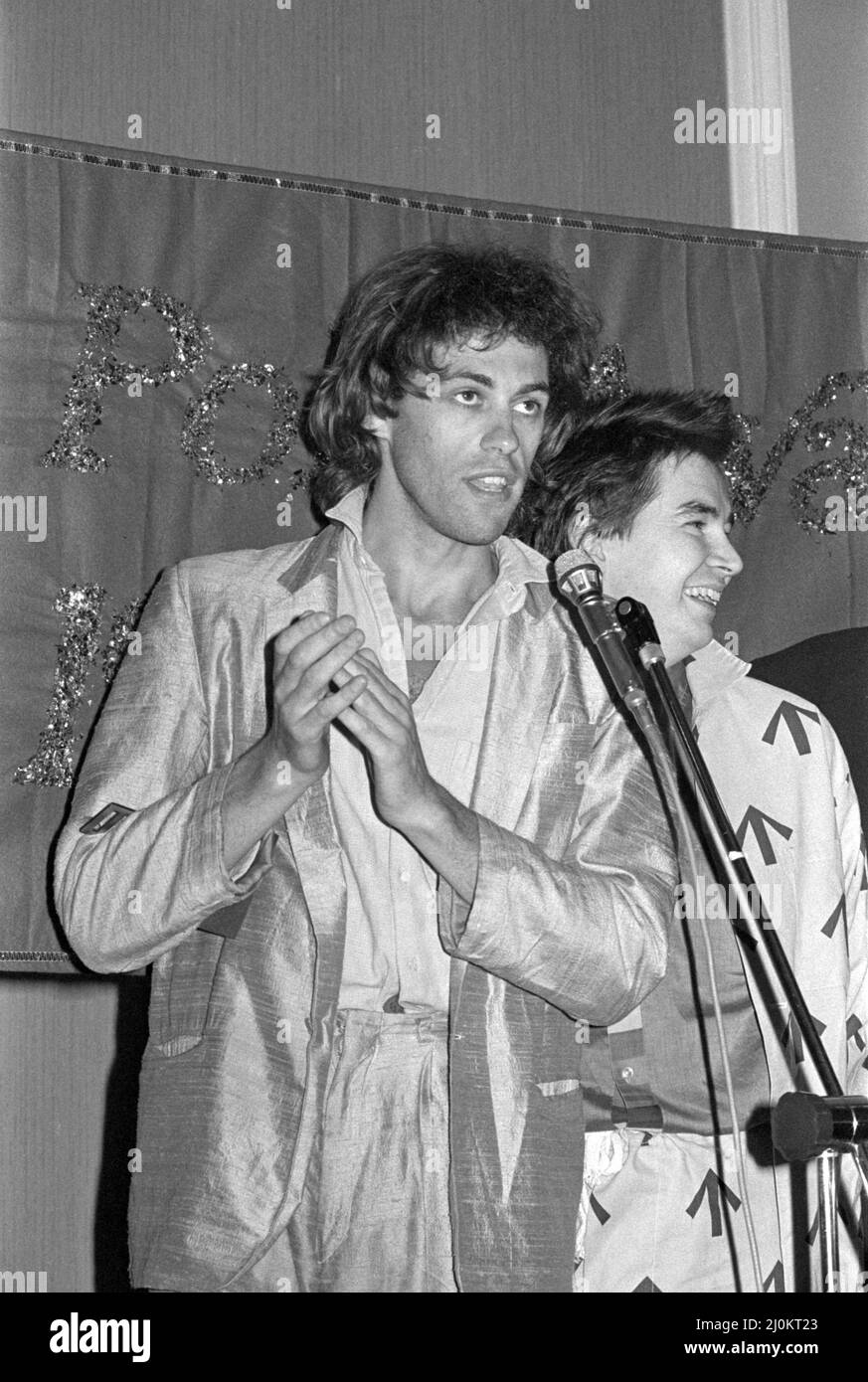 Bob Geldof of Irish rock band The Boomtown Rats collecting an award at ...