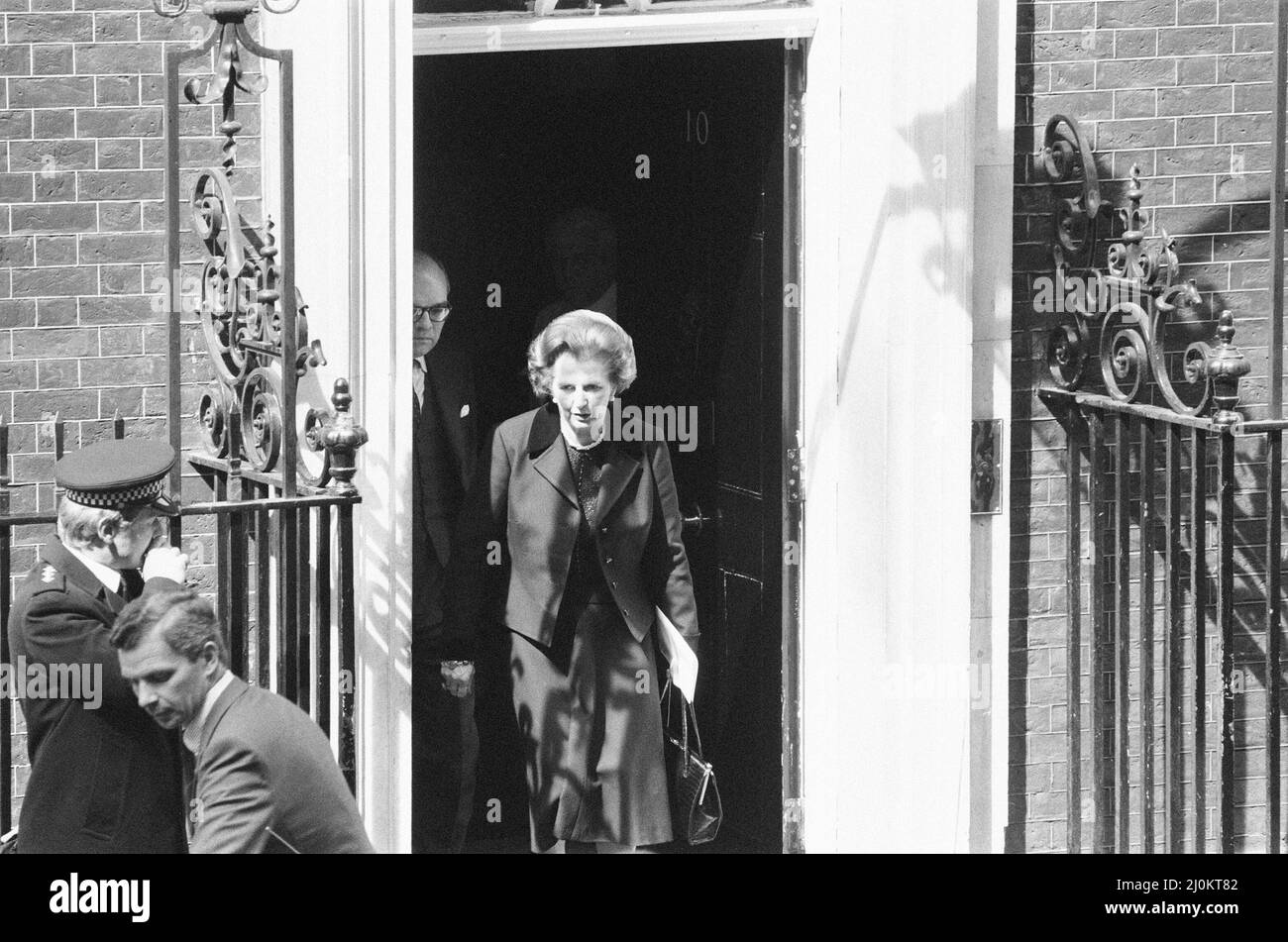 Margaret Thatcher PM pictured outside Downing Street, London, Wednesday ...