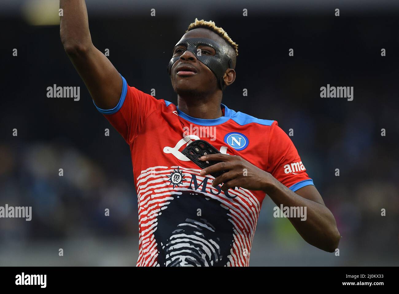 Victor Osimhen of SSC Napoli celebrates at the end of the Serie A match ...