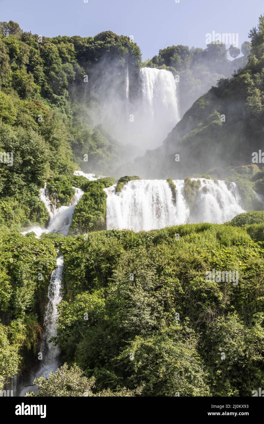 Marmore waterfall in Umbria region, Italy. Amazing cascade splashing ...
