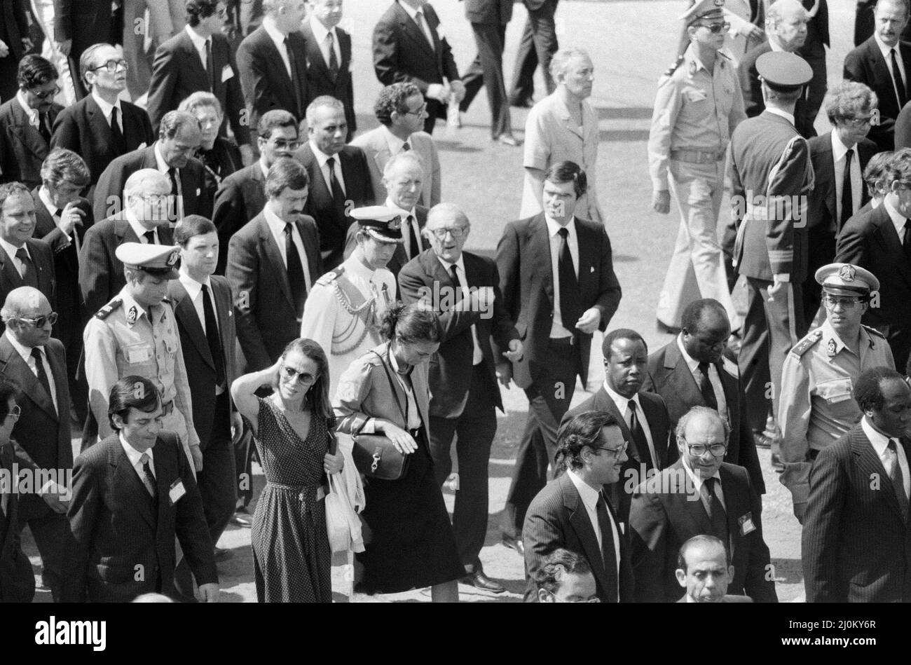 Funeral parade of assassinated Egyptian President Anwar Sadat in Cairo ...
