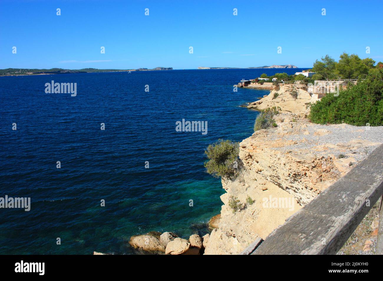 beautiful high cliff on the deep blue mediterranean sea in summer for ...
