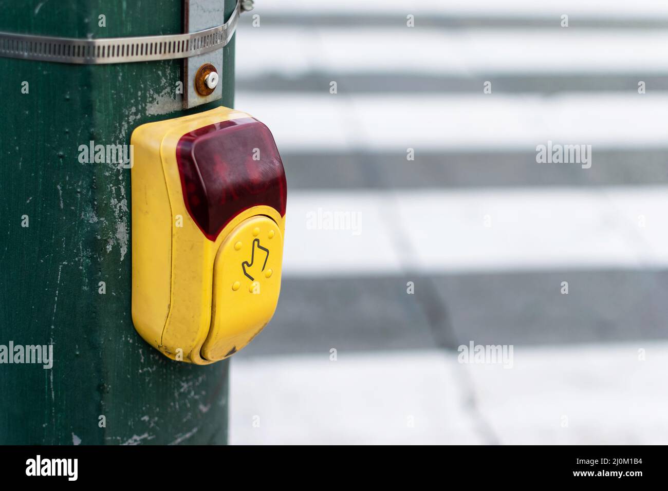Closeup of a pedestrian signal push button for the traffic Stock Photo ...