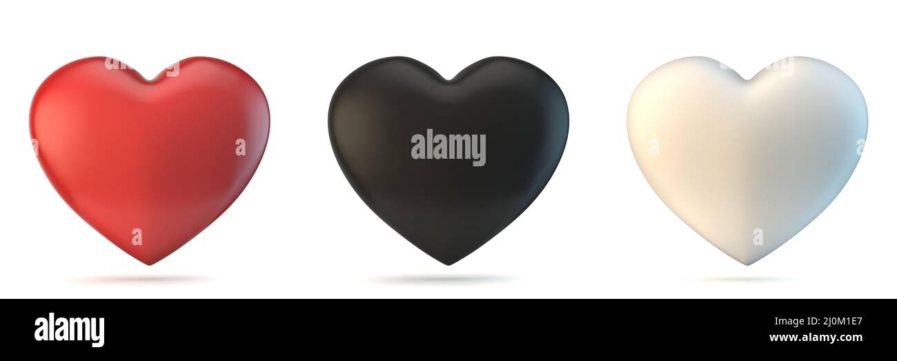 Three hearts 3D Stock Photo - Alamy
