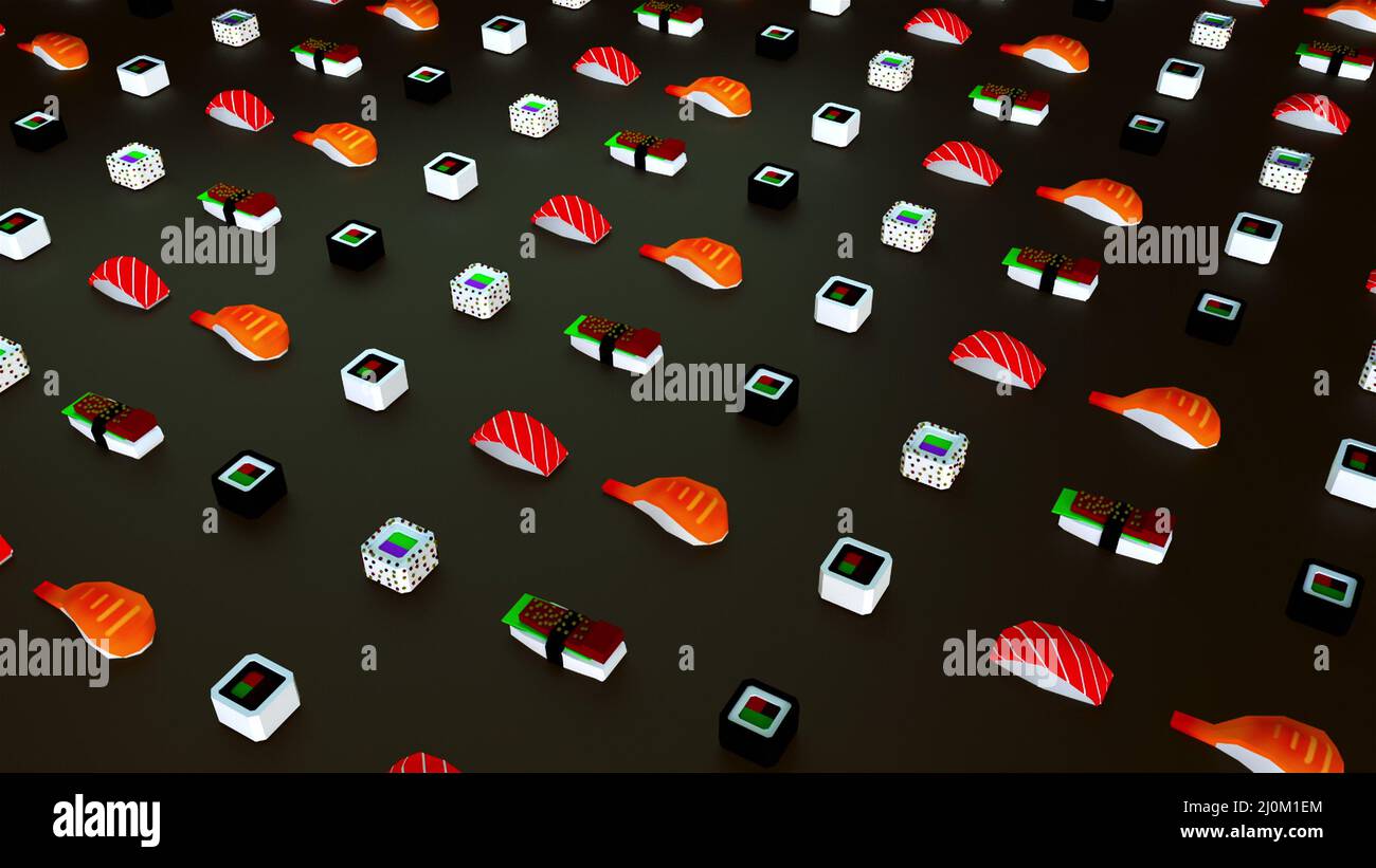 Rows low poly sushi hi-res stock photography and images - Alamy