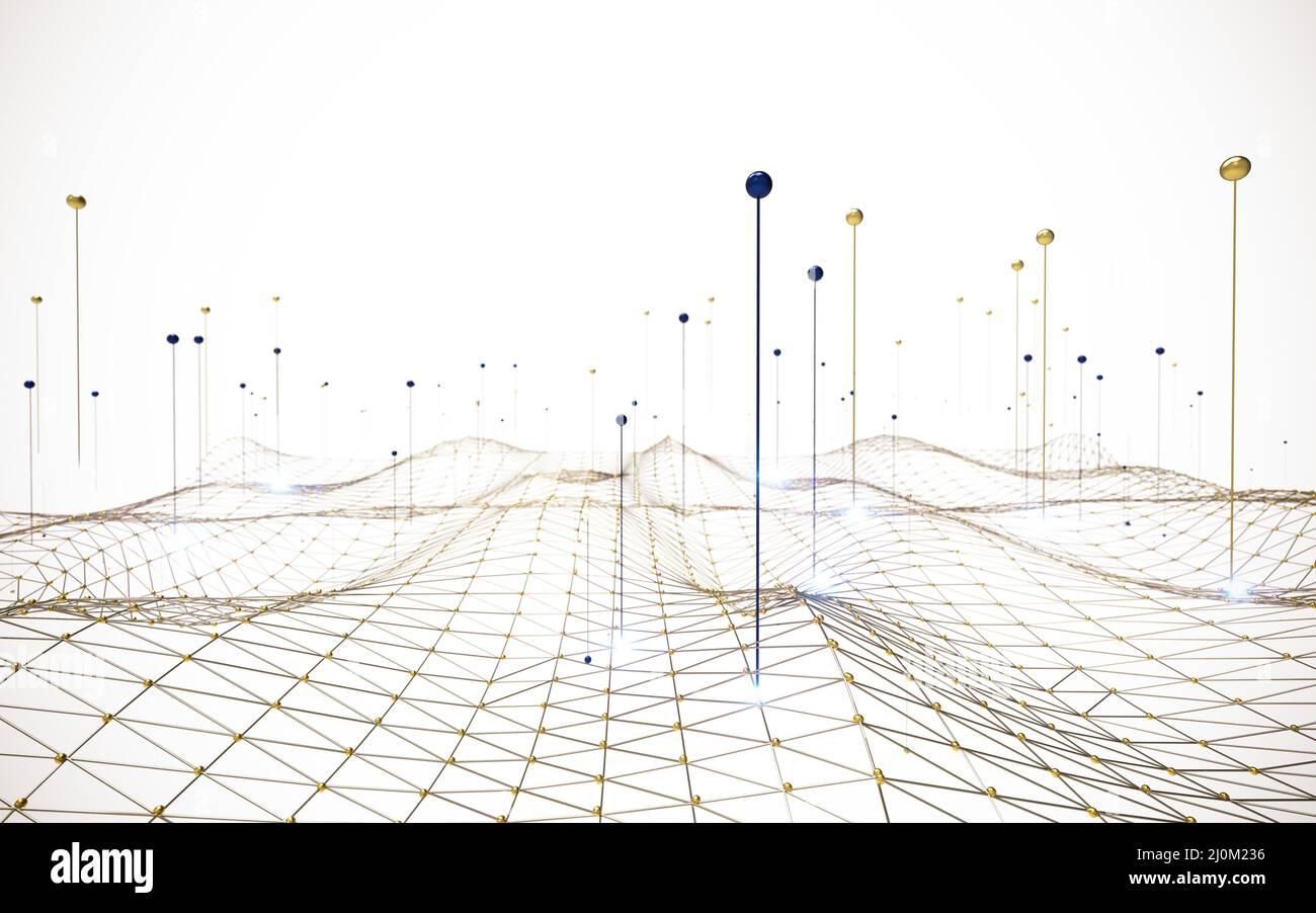 3d rendering big data visualization digital data threads plot network Stock Photo - Alamy