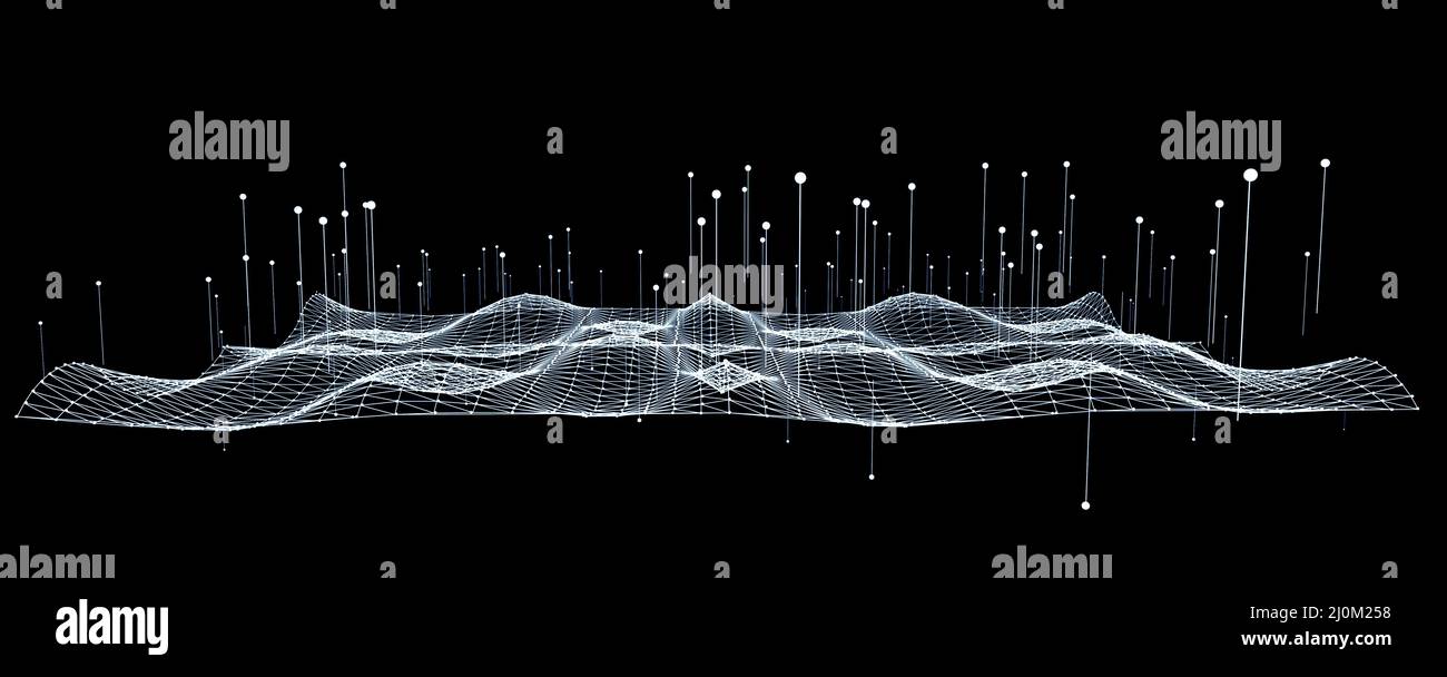 3d rendering big data visualization digital data threads plot network ...