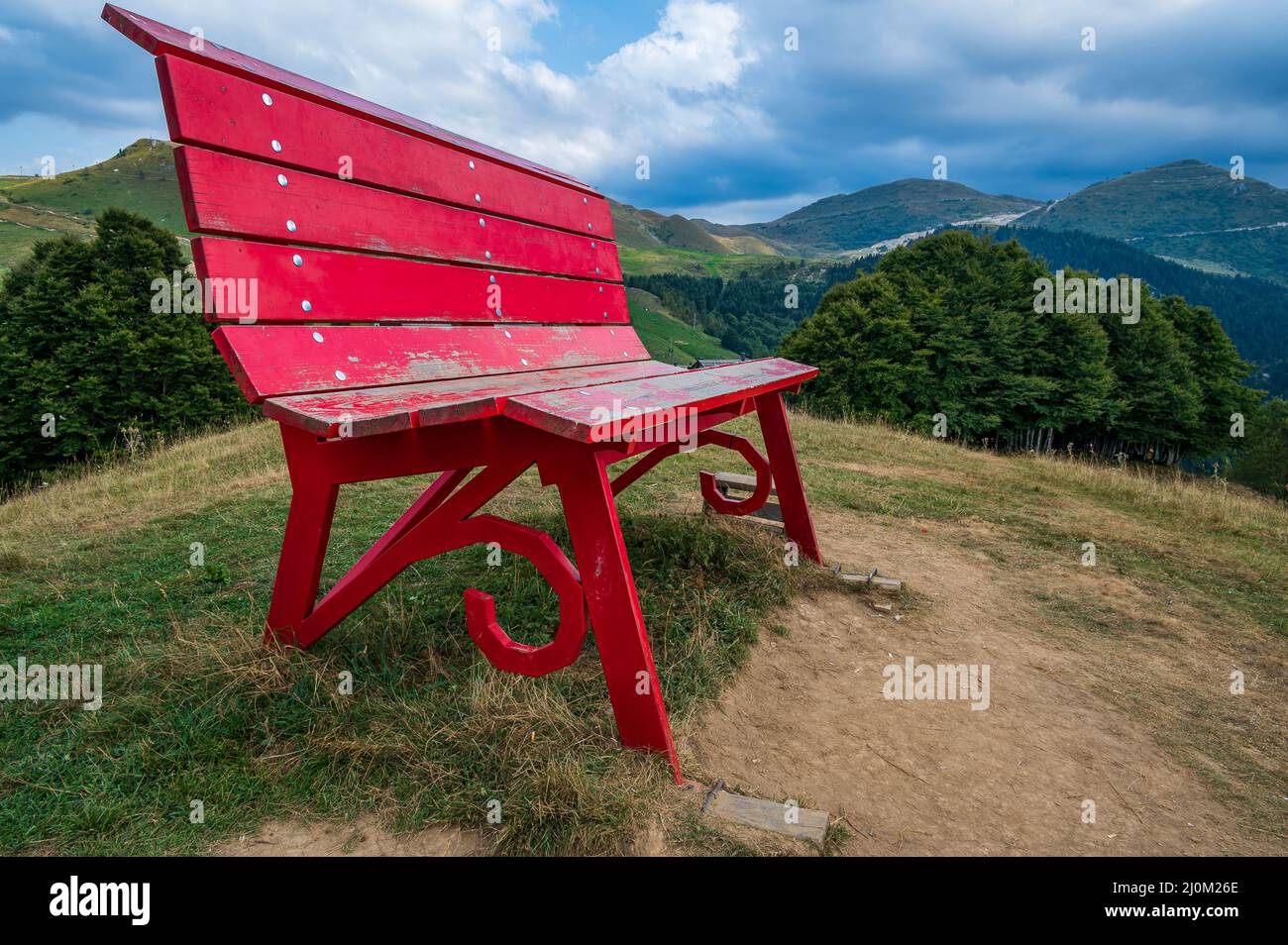 Big Bench in Prato Nevoso Stock Photo - Alamy