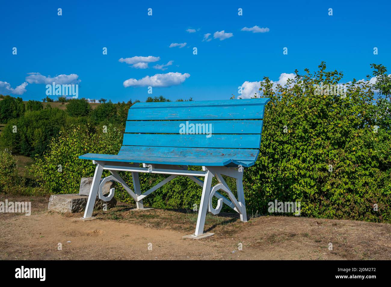 Light Blue Big Bench Stock Photo - Alamy