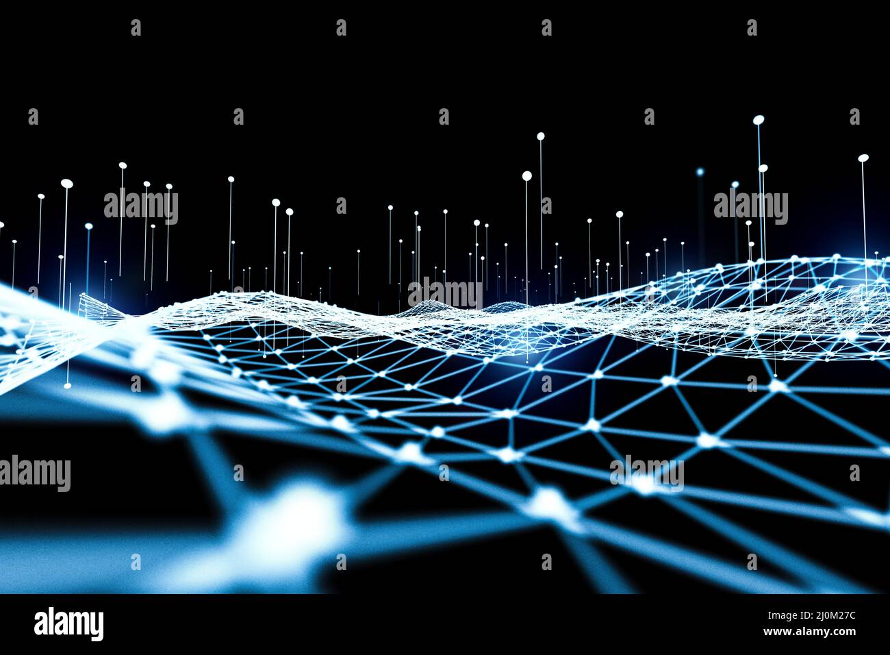 3d rendering big data visualization digital data threads plot network ...