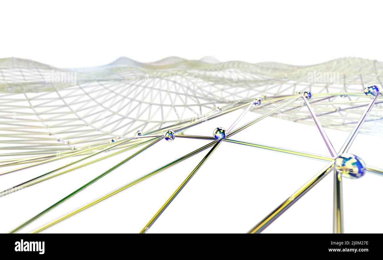 3d rendering big data visualization digital data threads plot network ...