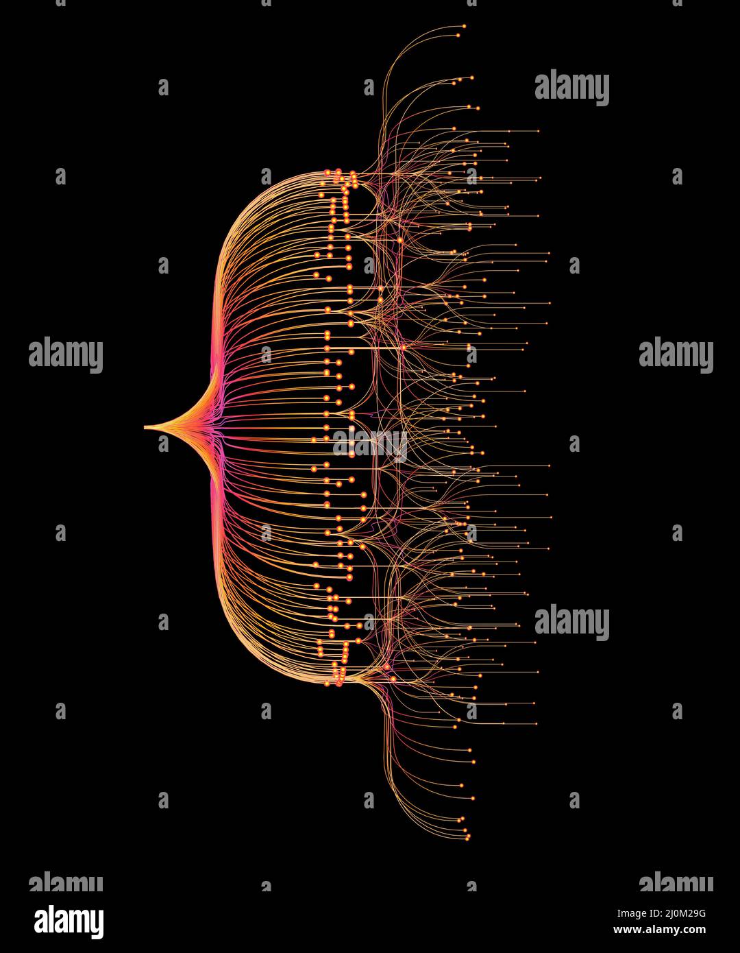3d rendering big data visualization digital data threads plot network ...