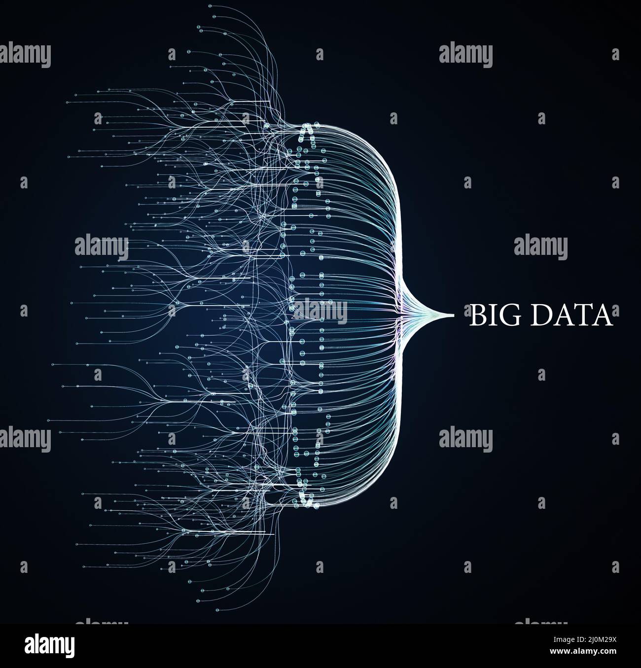 3d rendering big data visualization digital data threads plot network ...
