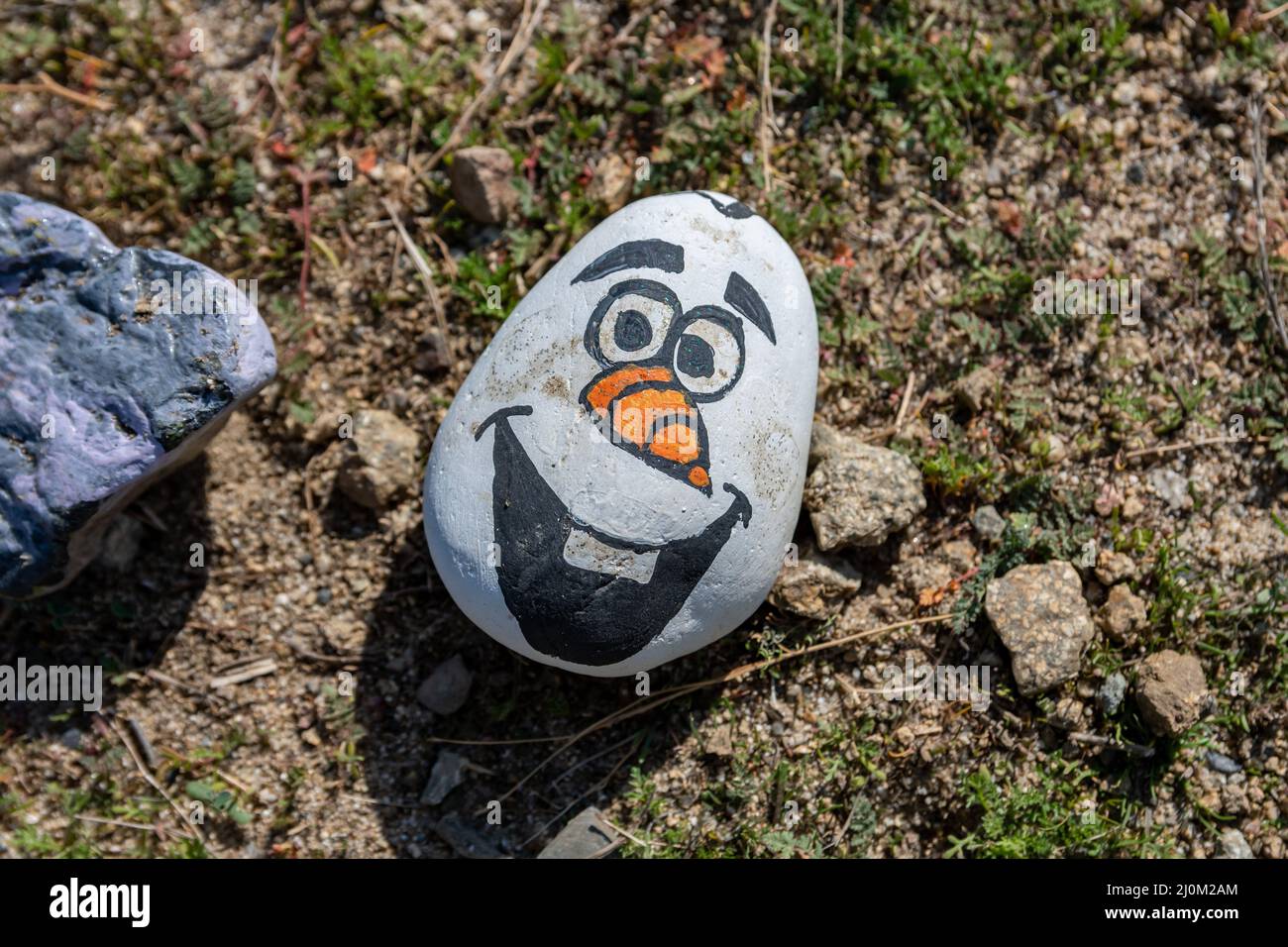 A beautiful different kinds of painted rocks in Lake Elsinore ...