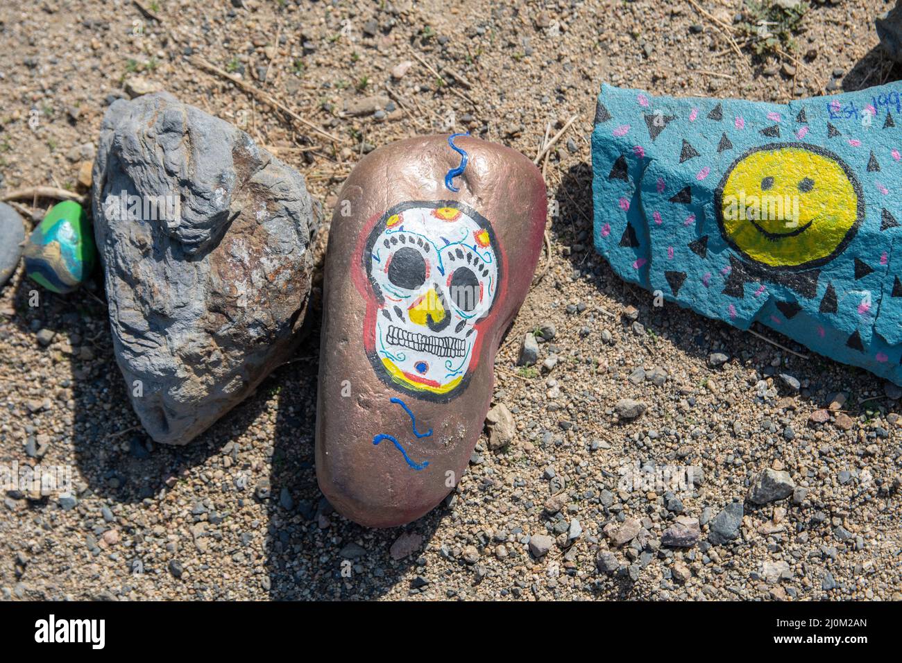 A beautiful different kinds of painted rocks in Lake Elsinore ...