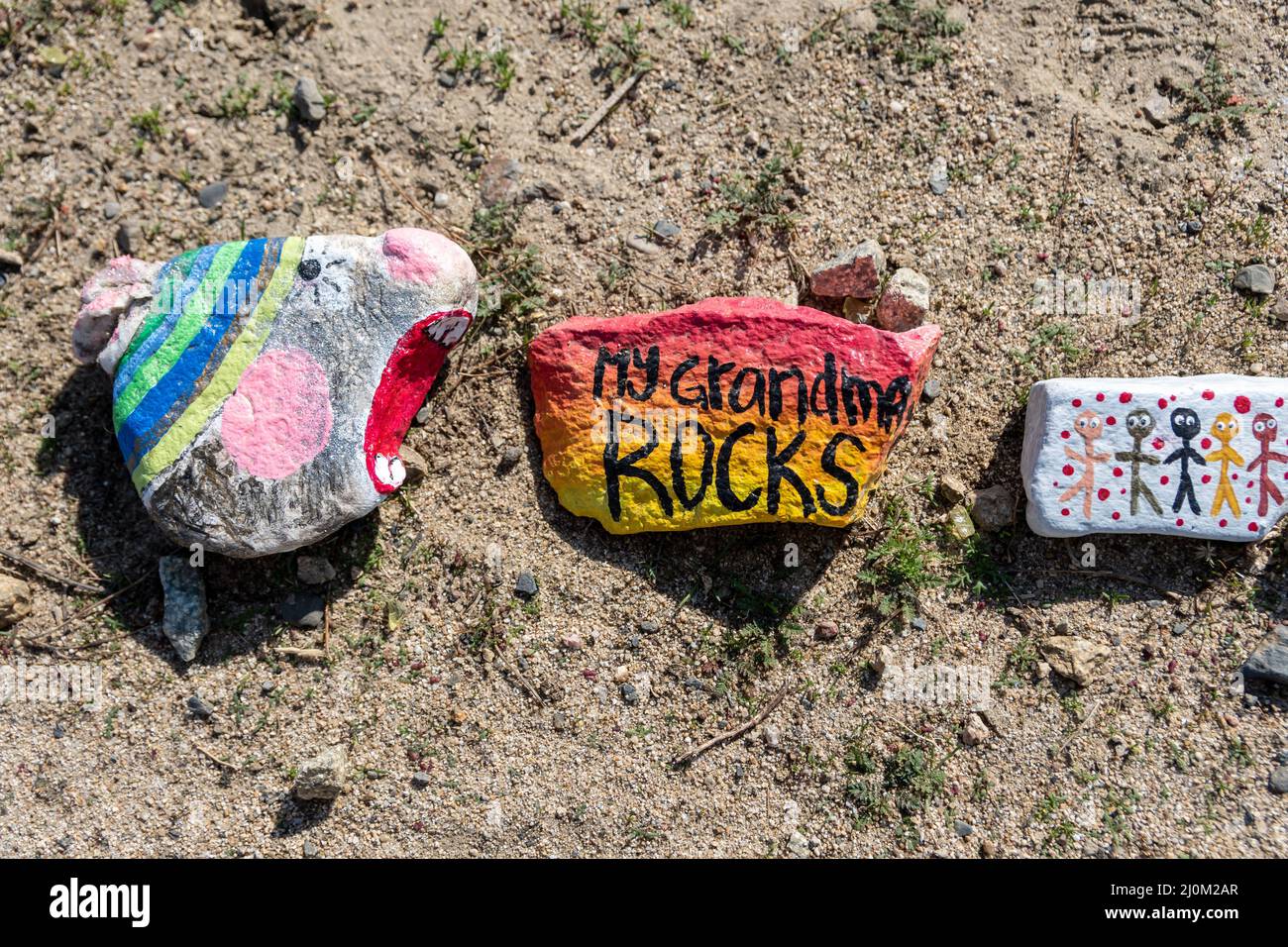 A beautiful different kinds of painted rocks in Lake Elsinore ...