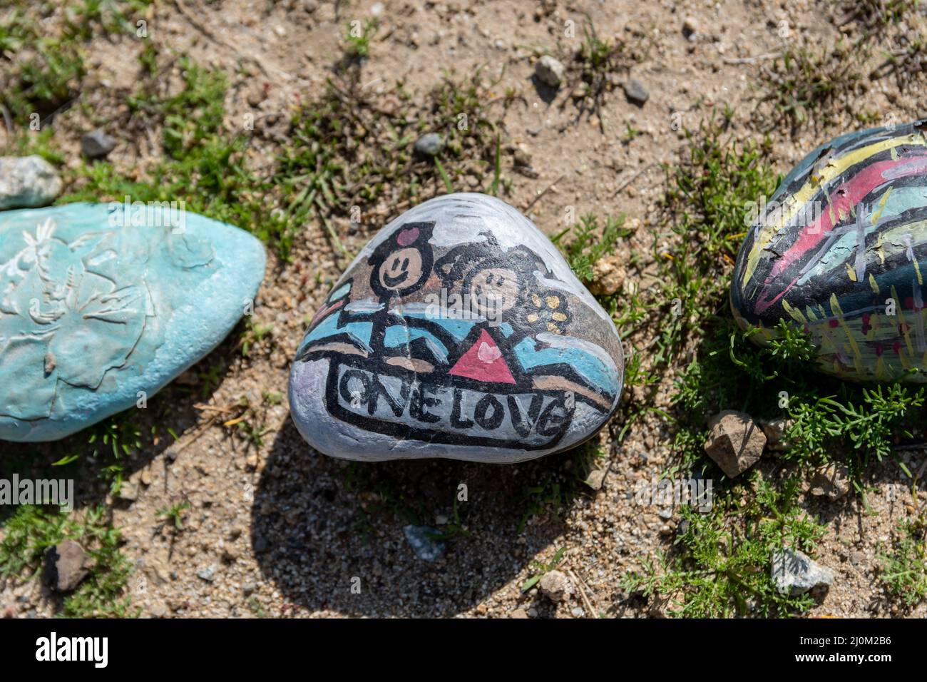 A beautiful different kinds of painted rocks in Lake Elsinore ...