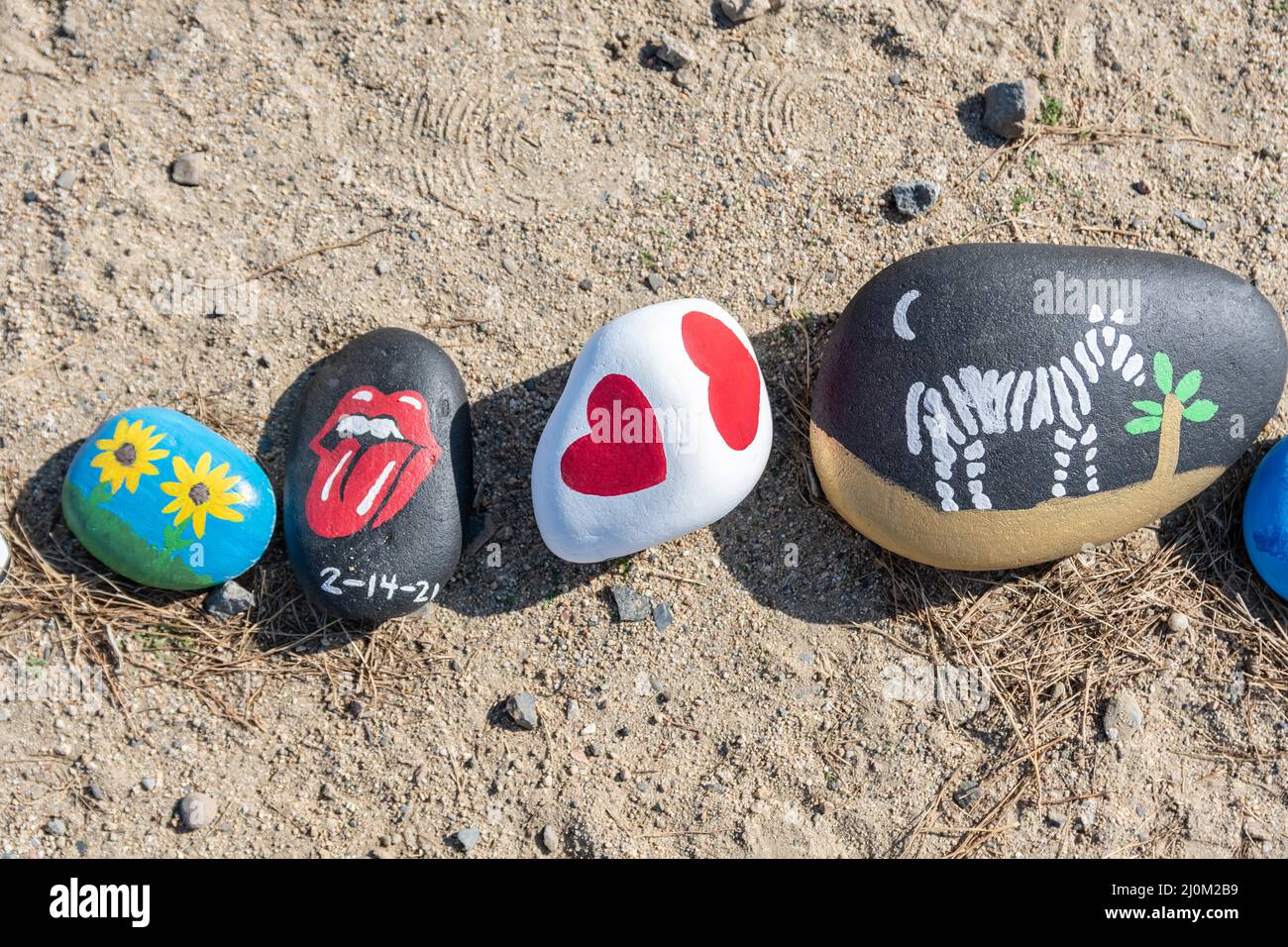 A beautiful different kinds of painted rocks in Lake Elsinore ...