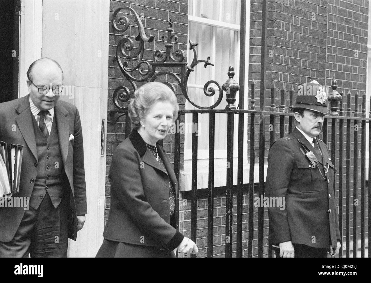 Margaret Thatcher PM pictured outside Downing Street, London, Thursday ...