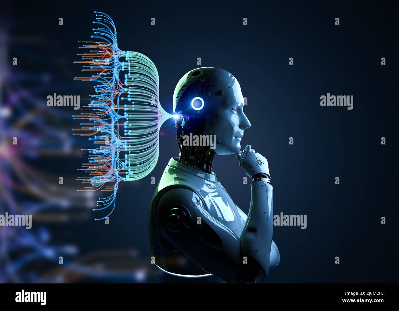 Automation data analytic with 3d rendering ai robot with digital ...