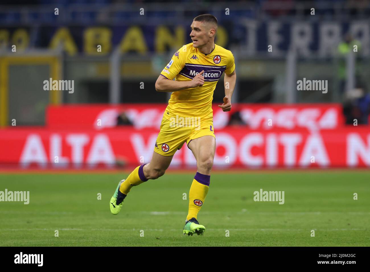 Milan, Italy, 19th March 2022. Nikola Milenkovic of ACF Fiorentina ...