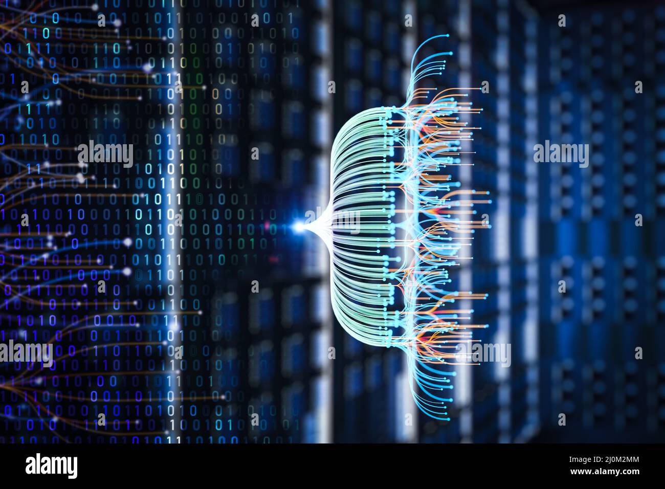 3d rendering big data visualization digital data threads plot network ...