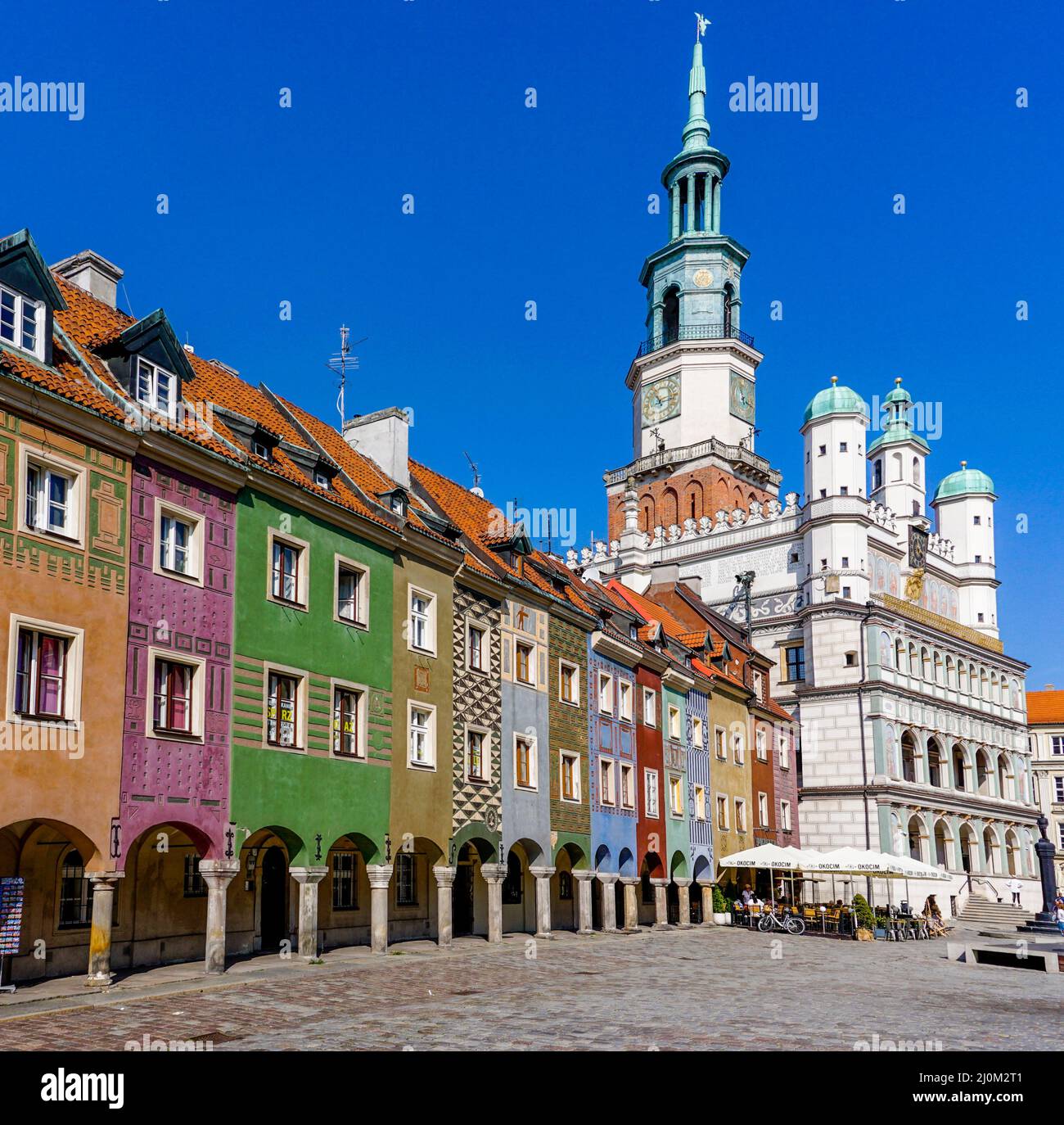 View of the colorful Renaissance architecture buildings on the old ...