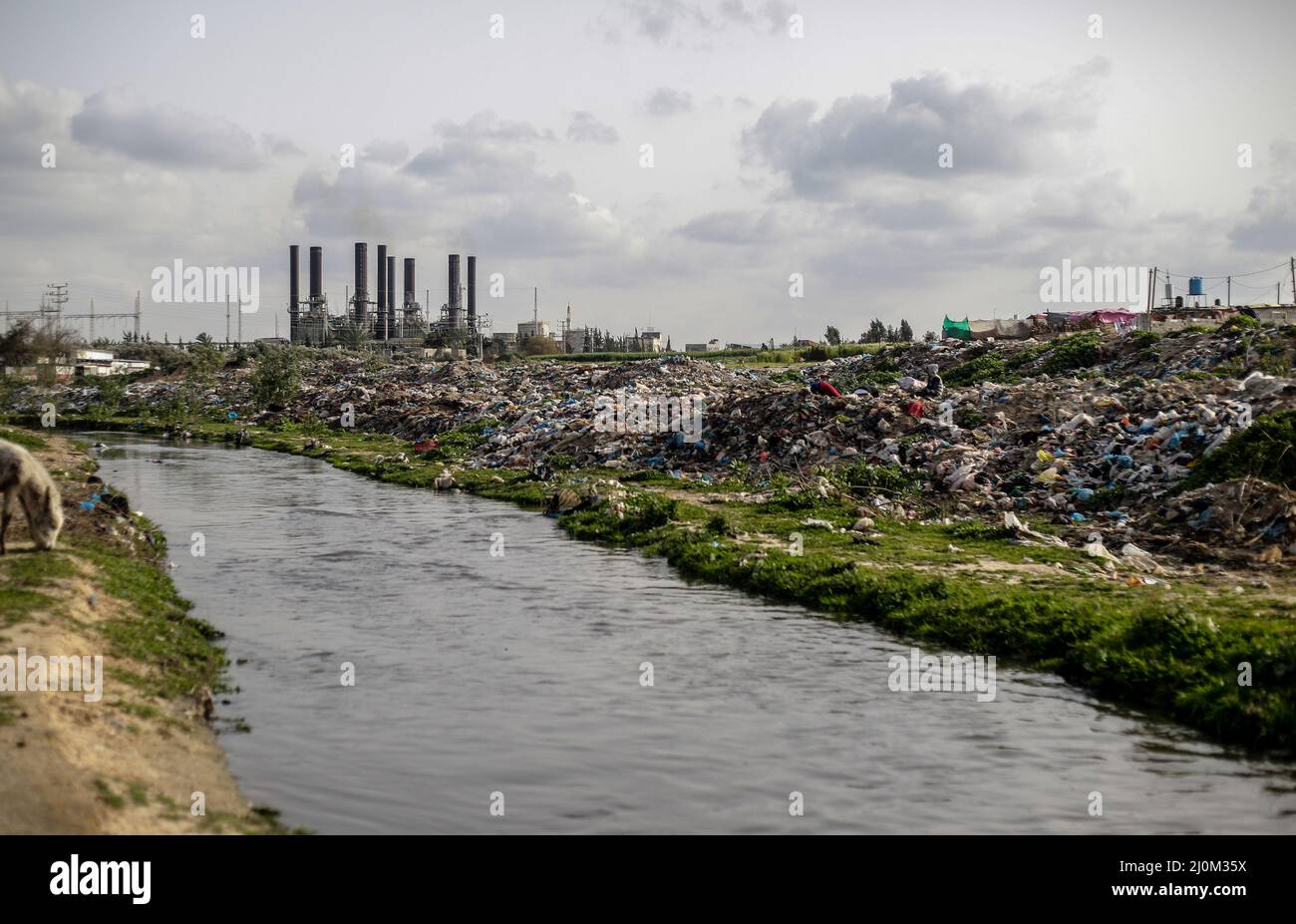 Gaza, Palestine. 19th Mar, 2022. Palestinian men work in sorting waste ...