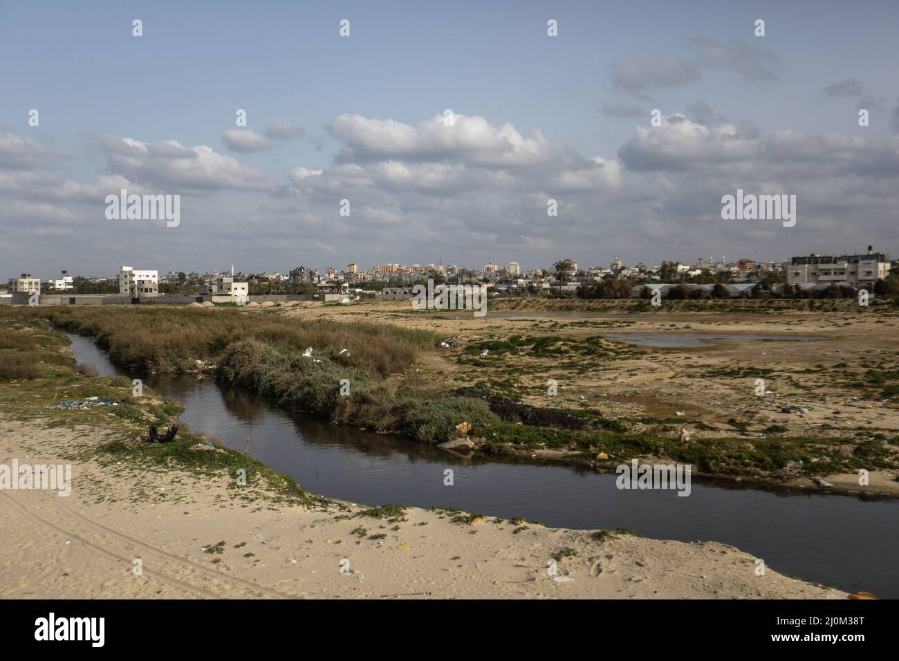 General view of Wadi Gaza, a wetland area in the central Gaza Strip. In ...