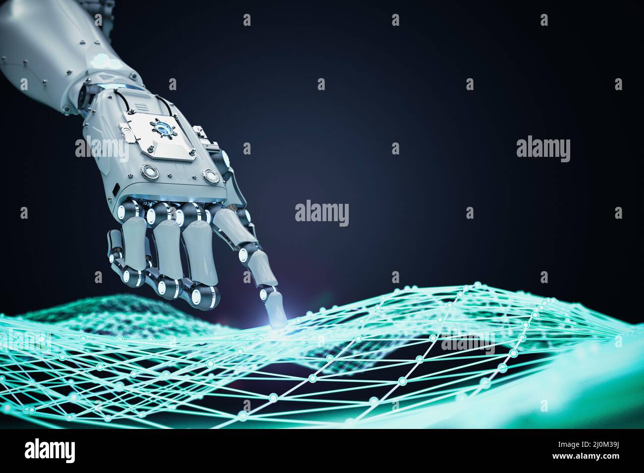 Automation data analytic with 3d rendering ai robot with digital ...