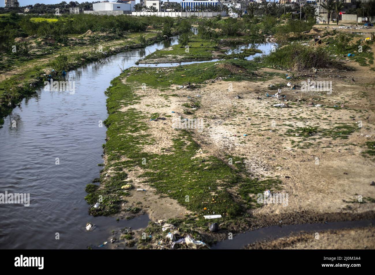 General view of Wadi Gaza, a wetland area in the central Gaza Strip. In ...