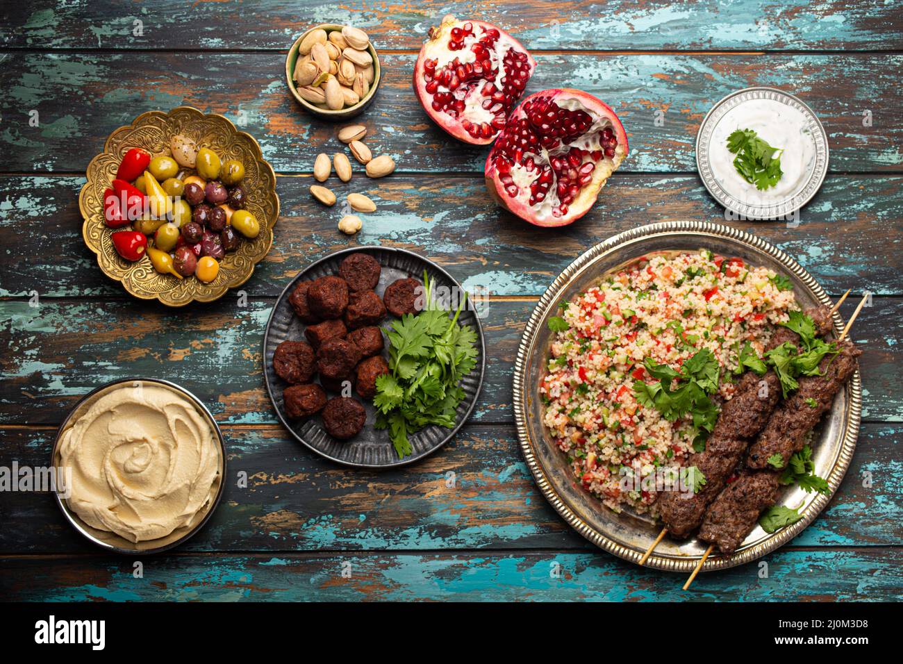 Arab Turkish assorted food from above Stock Photo - Alamy