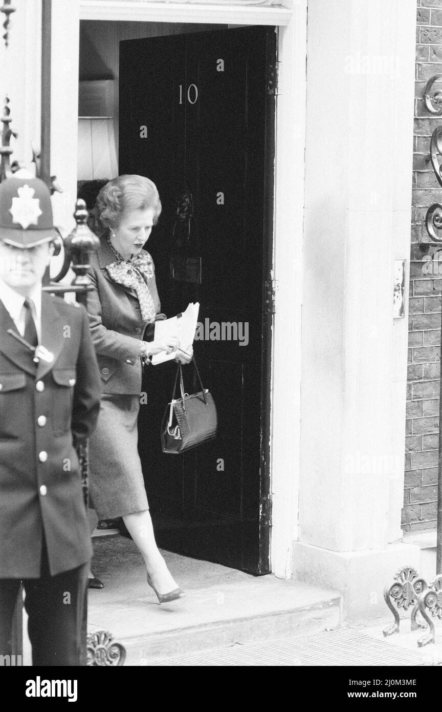 Margaret Thatcher PM pictured outside Downing Street, London, Wednesday ...