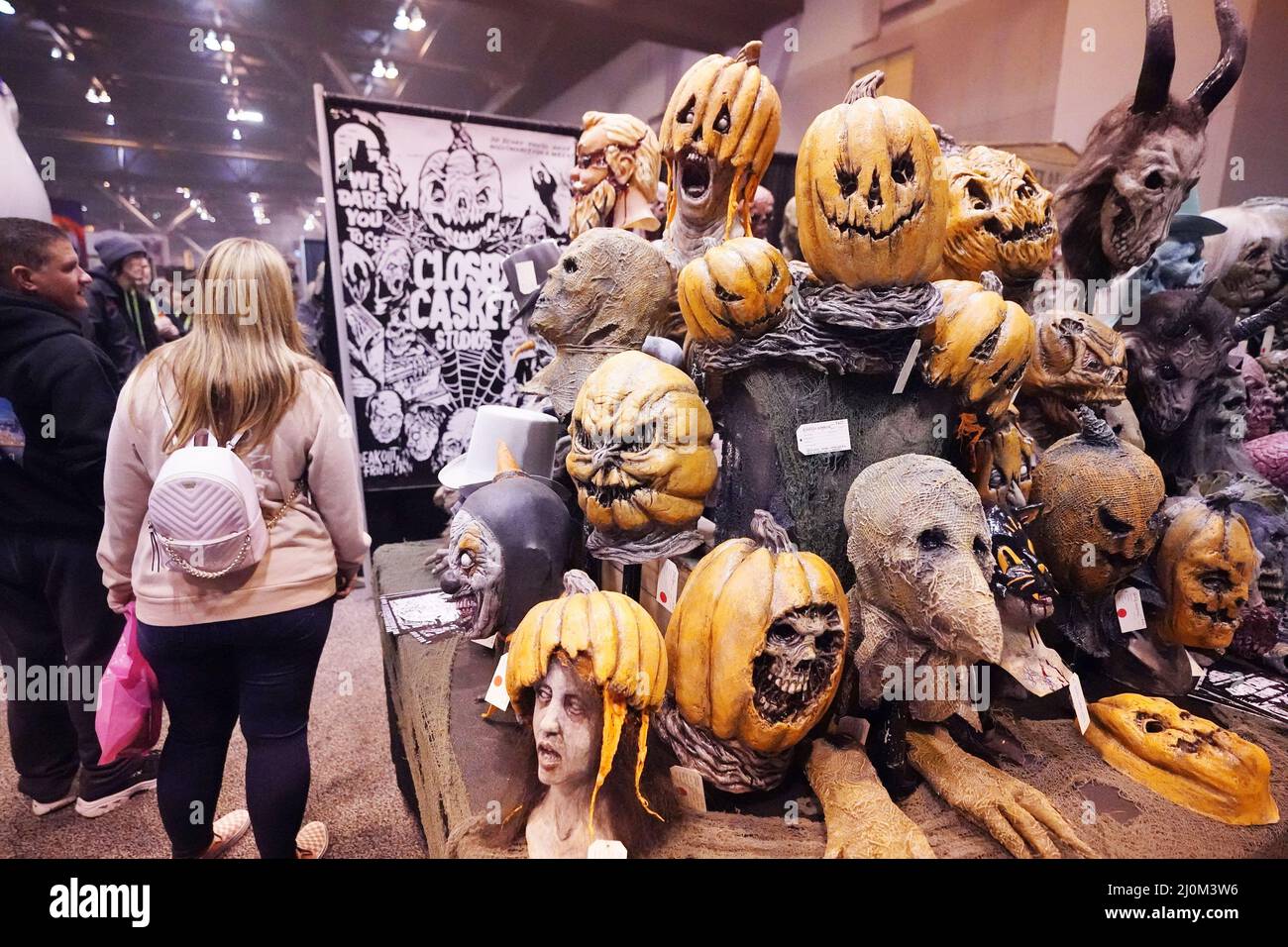 St. Louis, United States. 19th Mar, 2022. Scary Halloween pumpkin masks ...