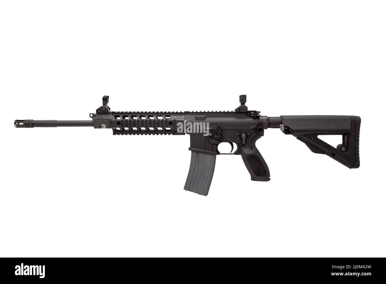 Modern automatic rifle isolated on black background. Weapons for police ...