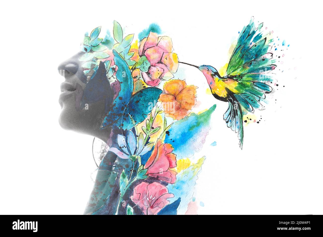 Paintography. A portrait of a woman combined with a painting of a ...