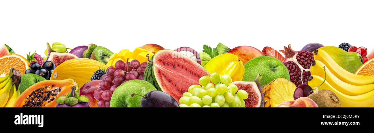 Border made of fresh fruits and berries, seamless pattern Stock Photo ...