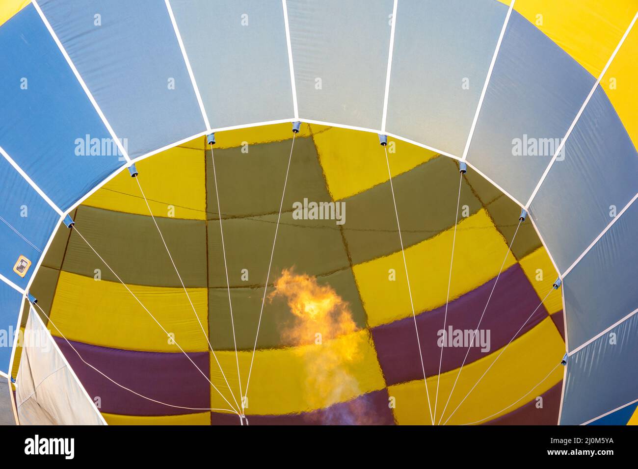 Burner system of a colorful hot air balloon Stock Photo - Alamy