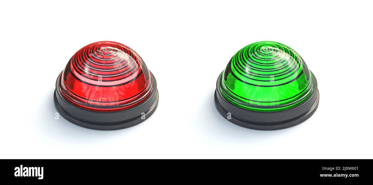 Red and green light buttons 3D Stock Photo - Alamy